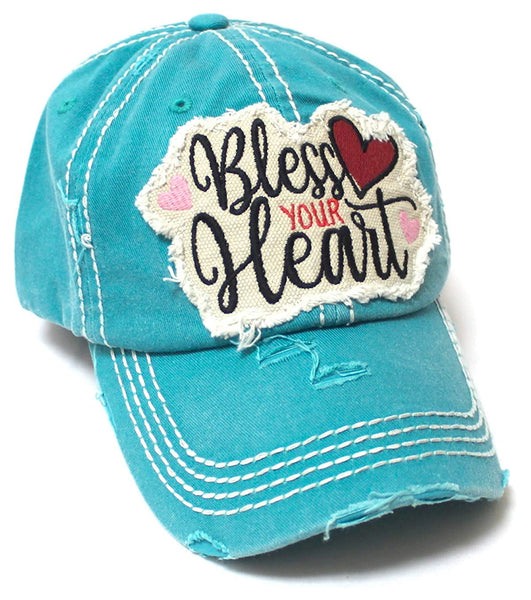 Women's Ballcap Bless Your Heart Monogram Patch Embroidery Hat w/Heart ...