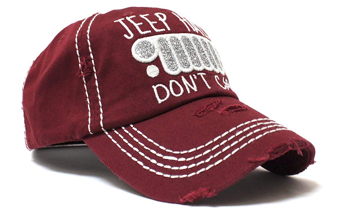 New! Burgundy Jeep Hair Don't Care Glitter Monogram Cap – Caps 'N Vintage