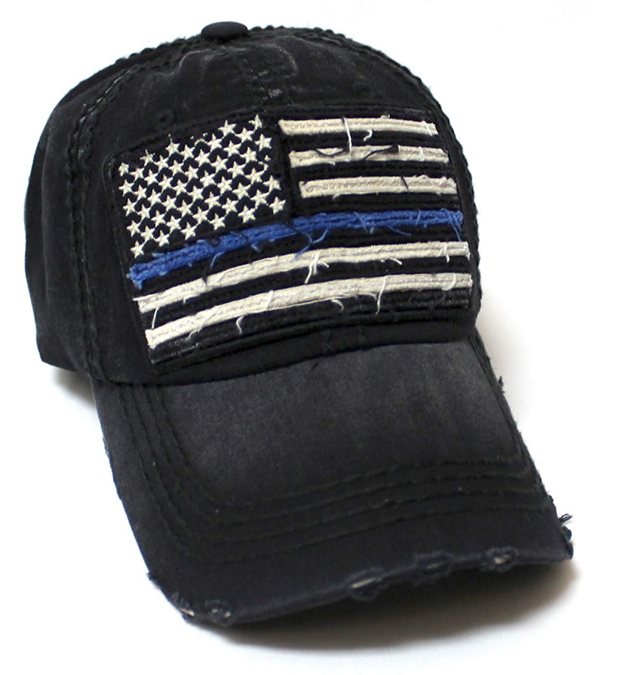 Classic Ballcap Blue Line Patriotic USA Police Department Memorial Ame ...