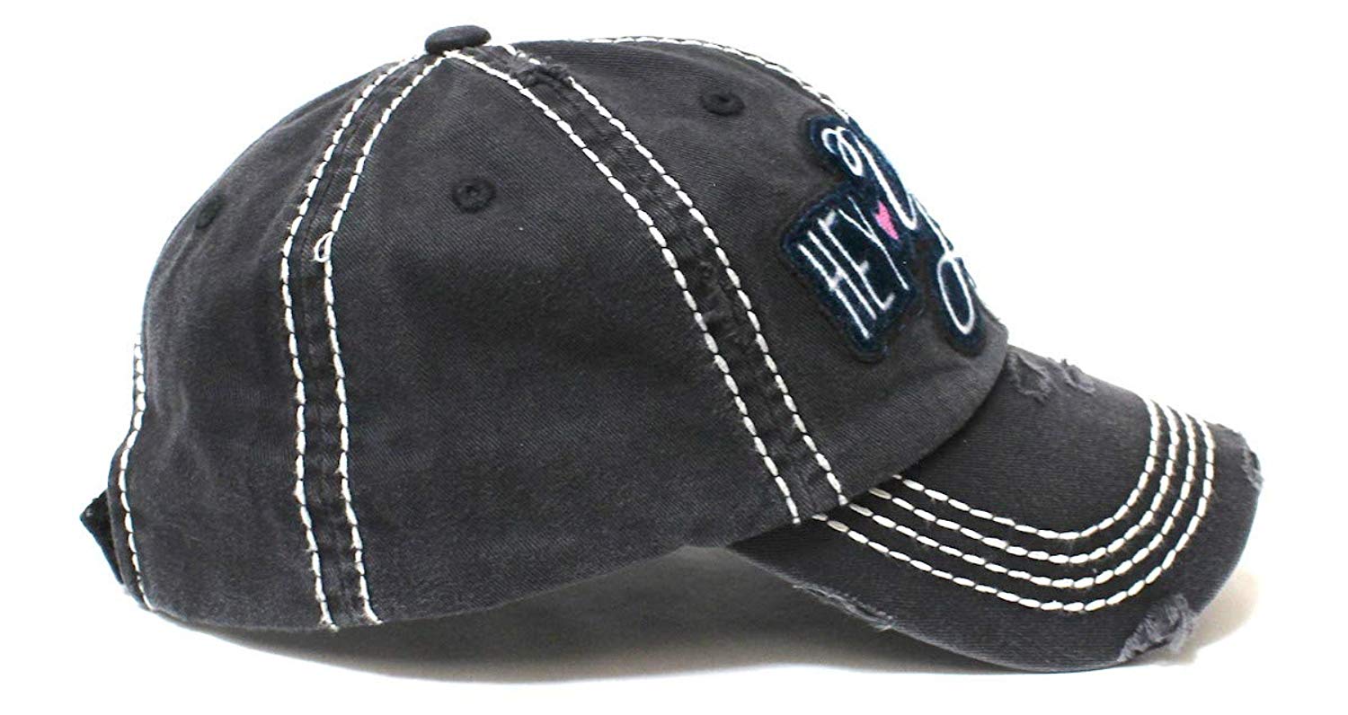 CAPS 'N VINTAGE New!! Black Hey Y'all Velvet Patch Emroidery Hat w/Hea ...
