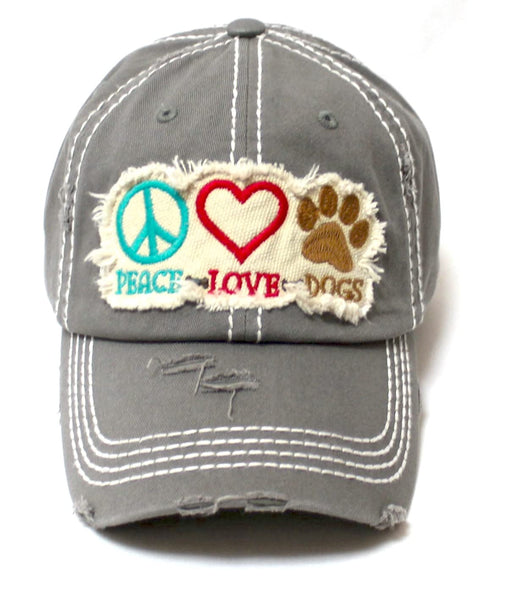 Women's Ballcap Peace, Love, Dogs Patch Embroidery Monogram Hat – Caps ...