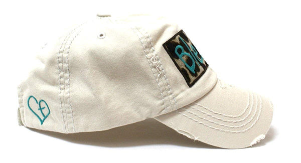 CAPS 'N VINTAGE Stone Ivory Blessed Leopard Patch Embroidery Hat – Caps ...