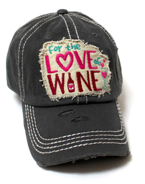 Women's Baseball Cap for The Love of Wine Patch Embroidery Hearts & Bu ...