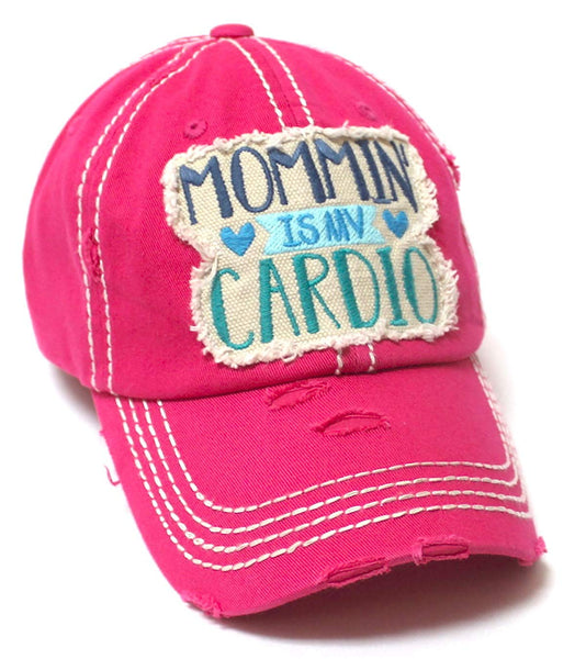 Women's Ballcap Mommin' is My Cardio Distressed Vintage Unconstructed ...