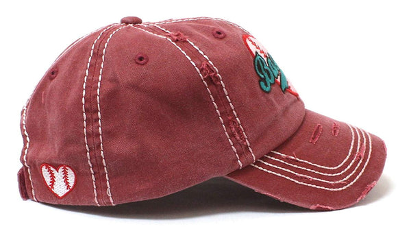 CAPS 'N VINTAGE Vintage RED Baseball Heart Patch Women's Hat – Caps 'N ...