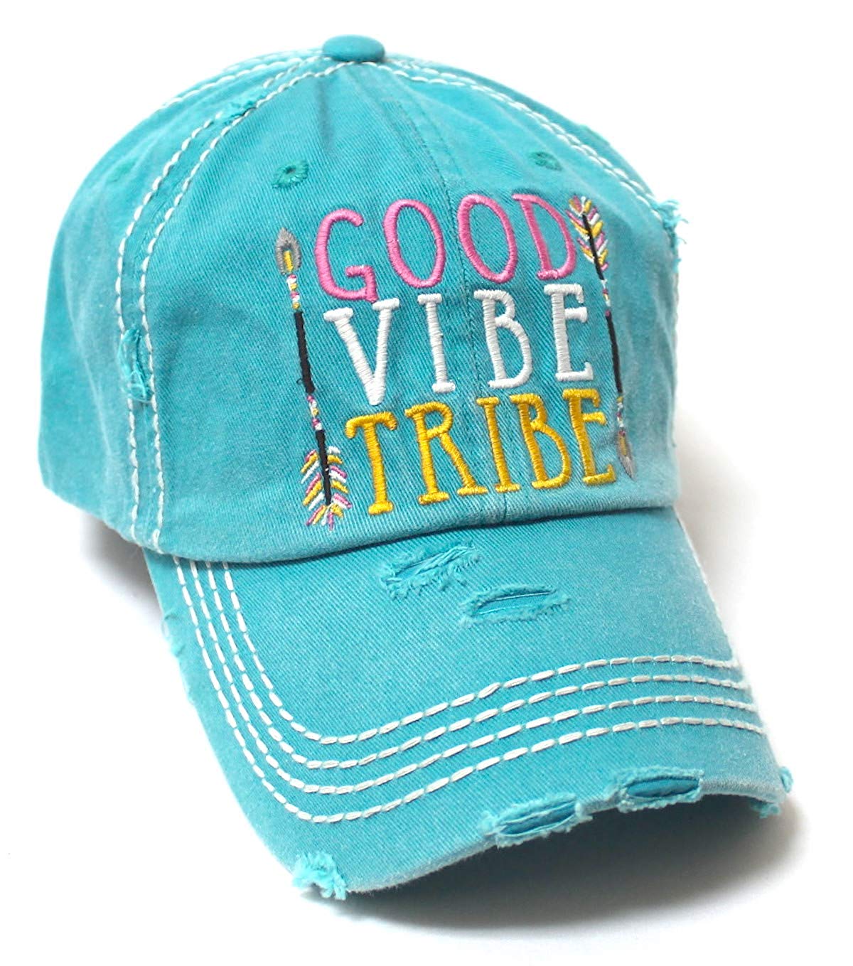Women's Camping Cap Good Vibe Tribe Tribal Ethnic Arrow Monogram Embro ...