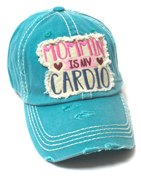 Women's Ballcap Mommin' is My Cardio Distressed Vintage Unconstructed ...