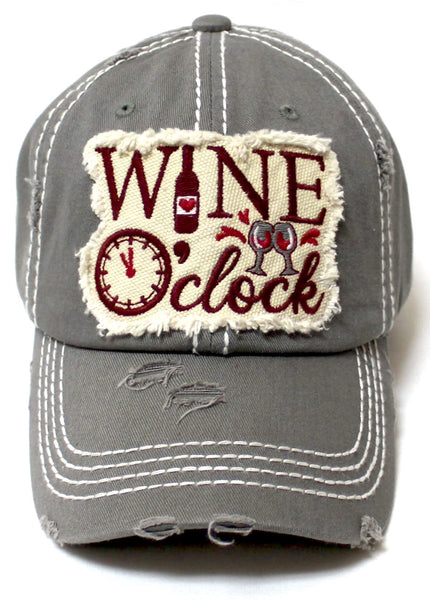 Women's Ballcap Wine O' Clock Patch Embroidery Monogram Hat, 3 colors ...