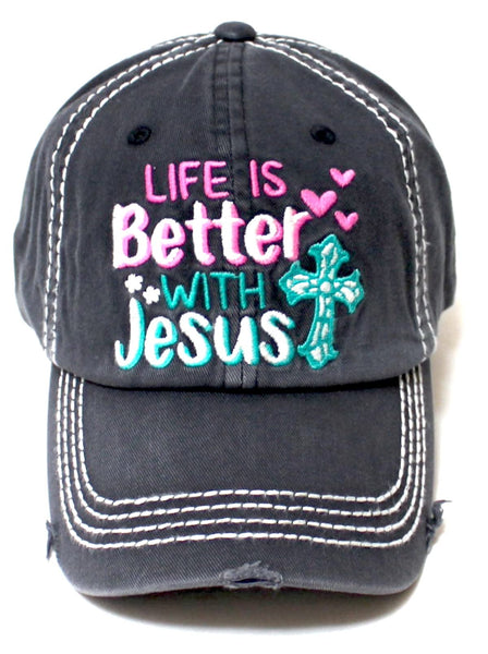 CAPS 'N VINTAGE Christian Theme Baseball Hat Life is Better with Jesus ...