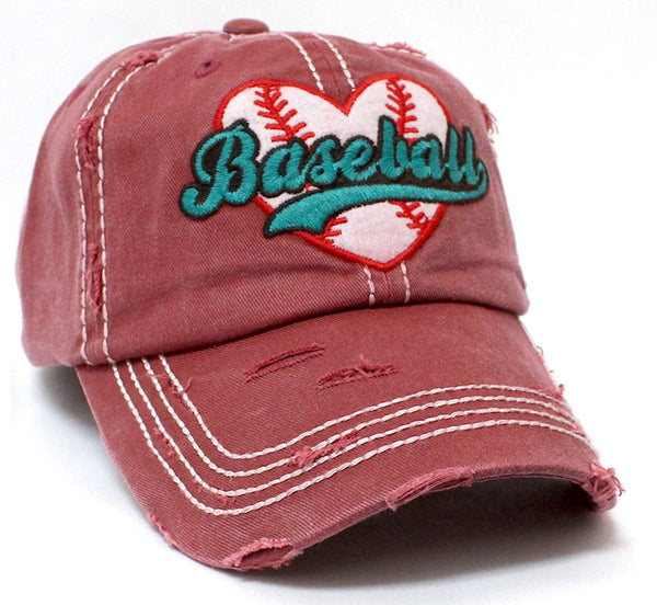 CAPS 'N VINTAGE Vintage RED Baseball Heart Patch Women's Hat – Caps 'N ...