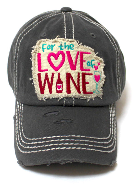 Women's Baseball Cap for The Love of Wine Patch Embroidery Hearts & Bu ...