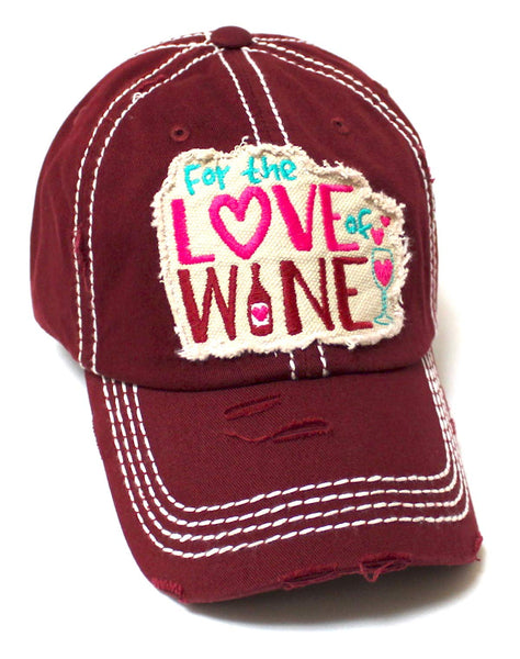 Women's Baseball Cap for The Love of Wine Patch Embroidery Hearts & Bu ...