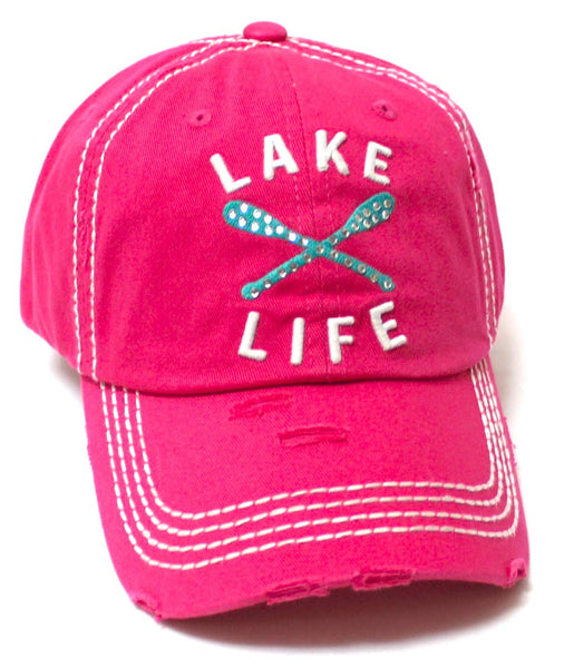 Women's Vintage Beach Cap Lake Life Embellished Boat Paddles Monogram ...