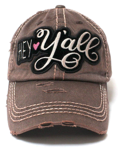 Rustic Bronze Hey Y'all Velvet Patch Emroidery Hat w/Heart Detail ...