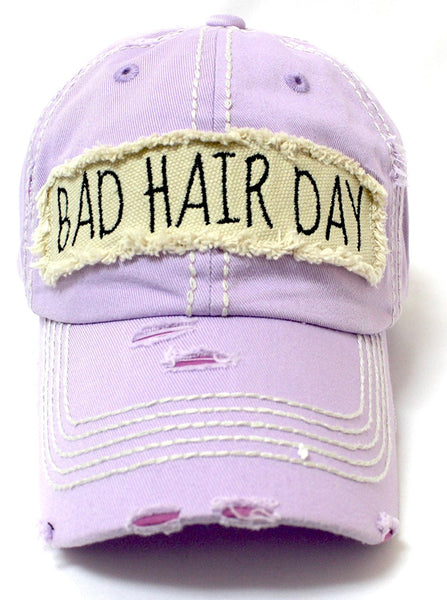 CAPS 'N VINTAGE Bad Hair Day Patch Embroidery Distressed Baseball Hat ...
