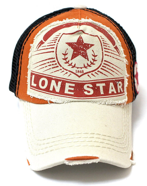CAPS 'N VINTAGE Rust Orange/Black Meshback Lonestar Patch Embroidery T ...