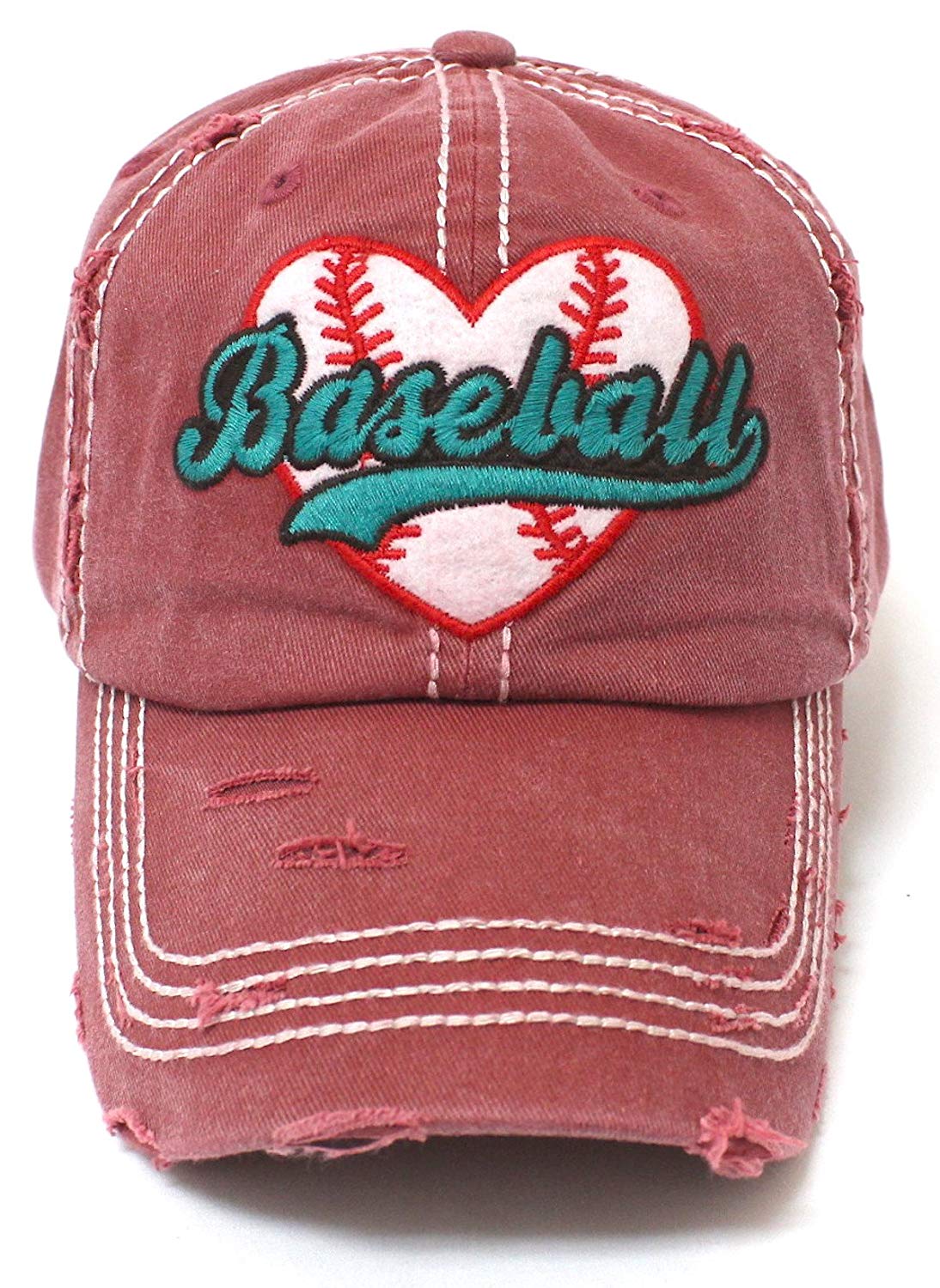CAPS 'N VINTAGE Vintage RED Baseball Heart Patch Women's Hat – Caps 'N ...