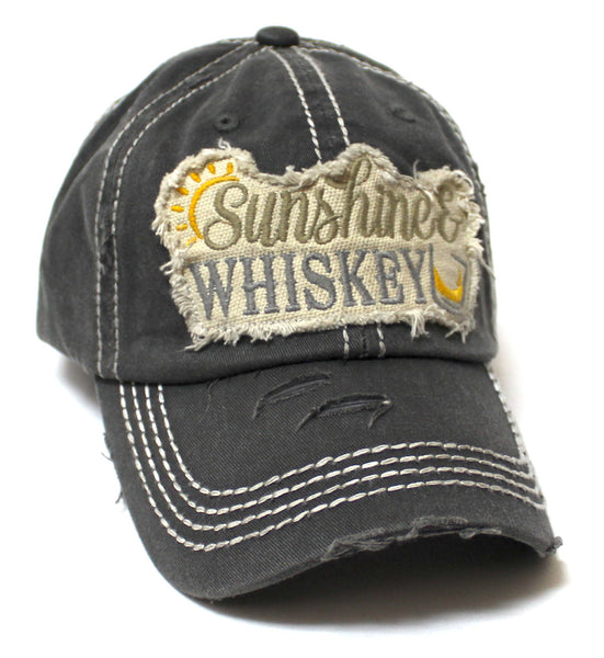 Women's Distressed Beach Hat Sunshine Fun Patch Embroidery Monogram Ba ...