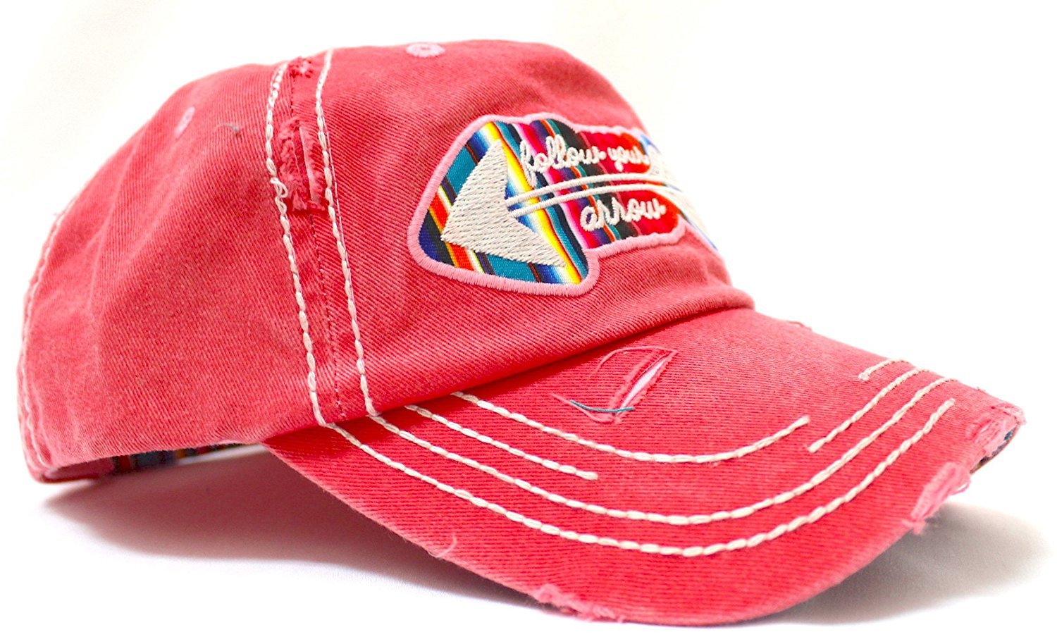 CORAL PINK "Follow Your Arrow" Embroidery Patched, Serape-Color Theme ...