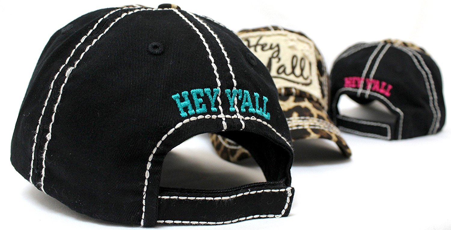 LEOPARD & TURQUOISE "Hey Y'all!" Patch Embroidery Cap/ Vintage Hat ...