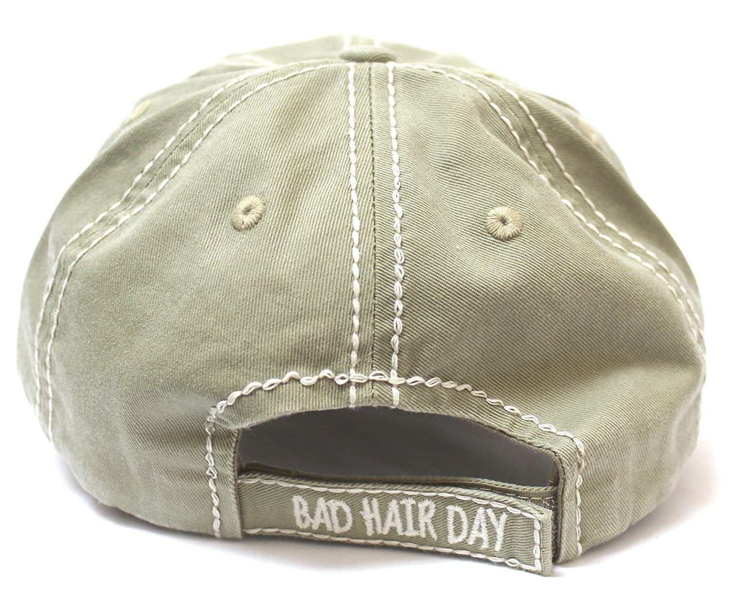 New! Khaki "BAD HAIR DAY" Embroidery Patch Baseball Cap – Caps 'N Vintage
