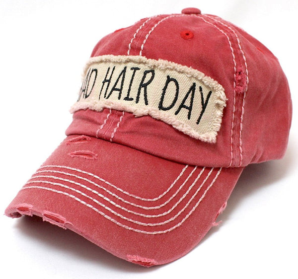 NEW!! RED "BAD HAIR DAY" Patch Embroidery Baseball Hat – Caps 'N Vintage